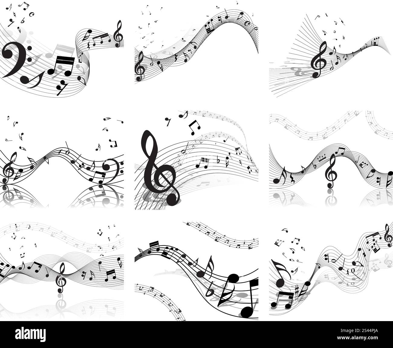 Vector musical notes staff backgrounds set for design use Stock Vector ...