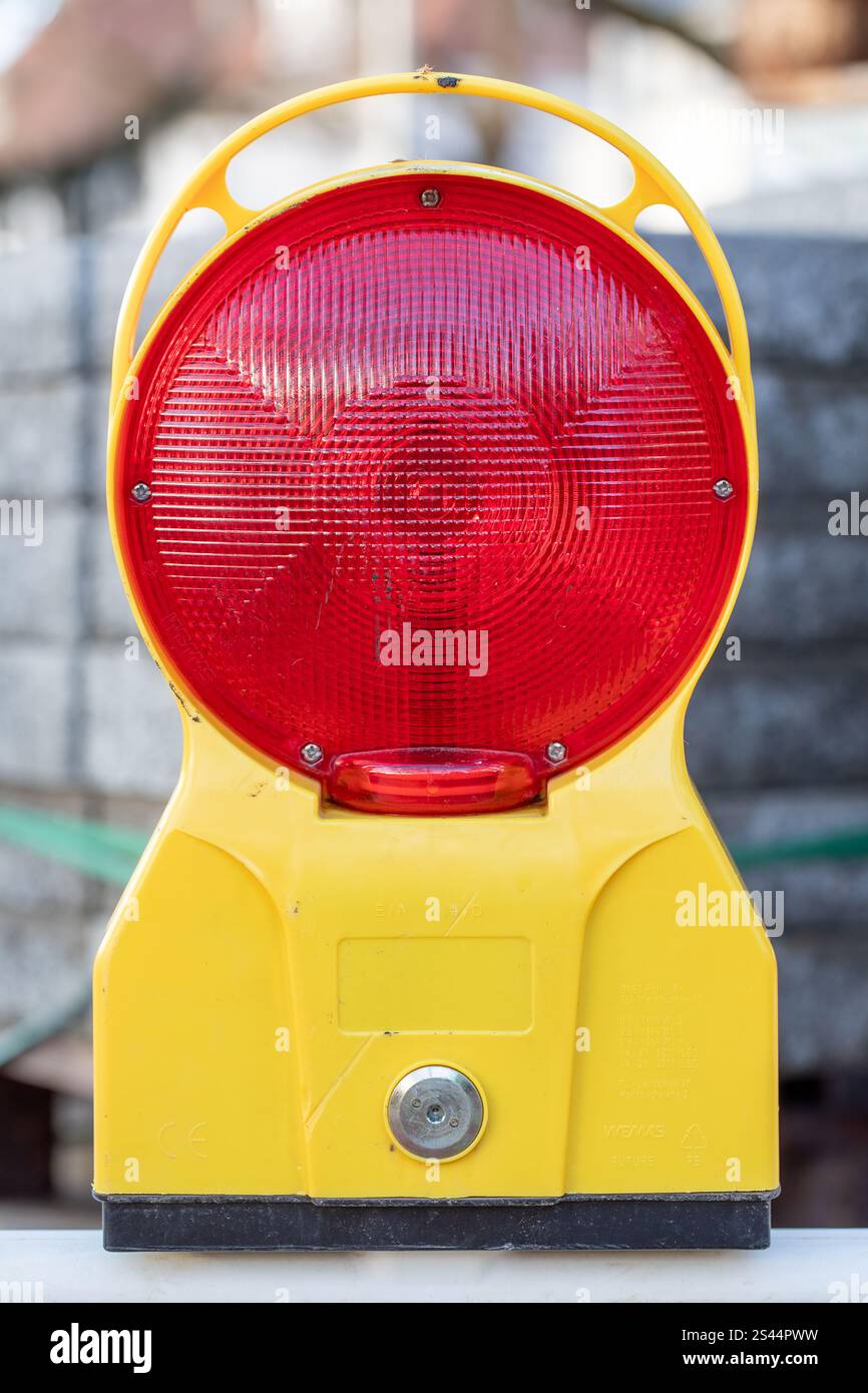 Red Construction Warning Light for Driver Safety and Road Hazards Stock ...