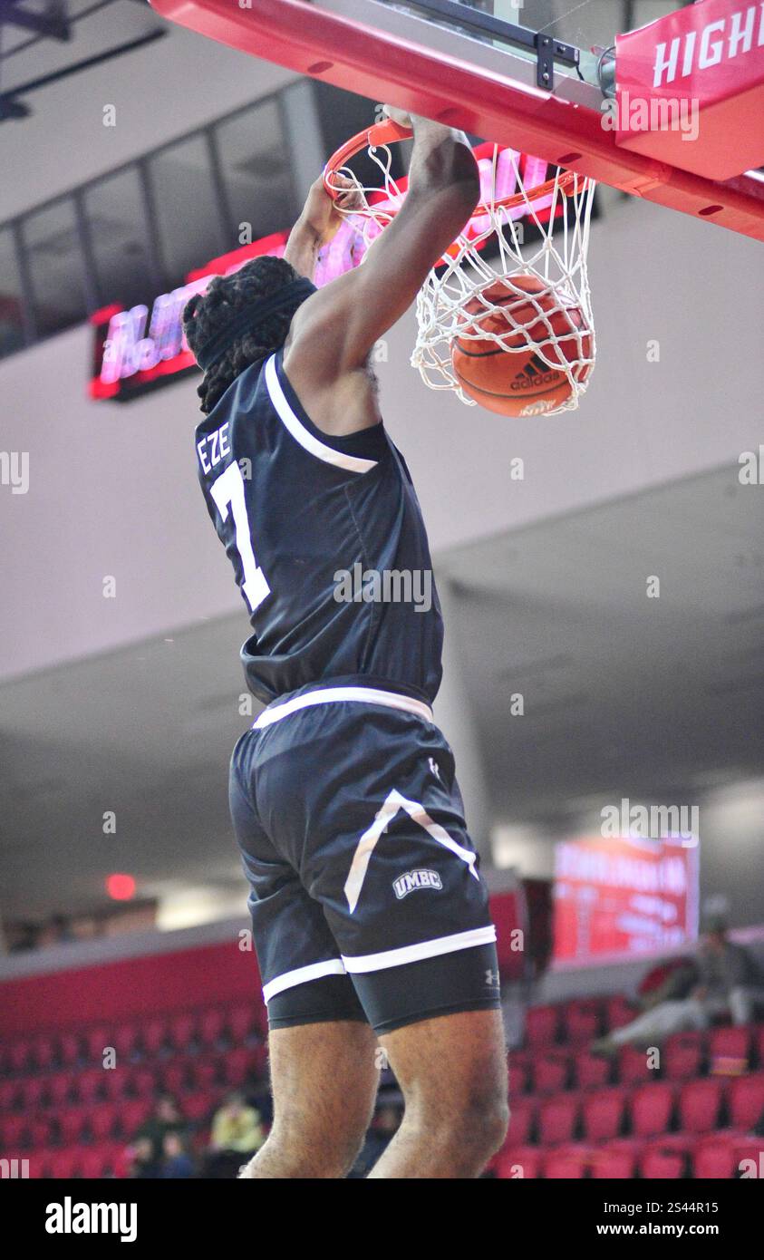 Newark, USA. 09th Jan, 2025. UMBC's Tim Eze (7) during the Retrievers ...