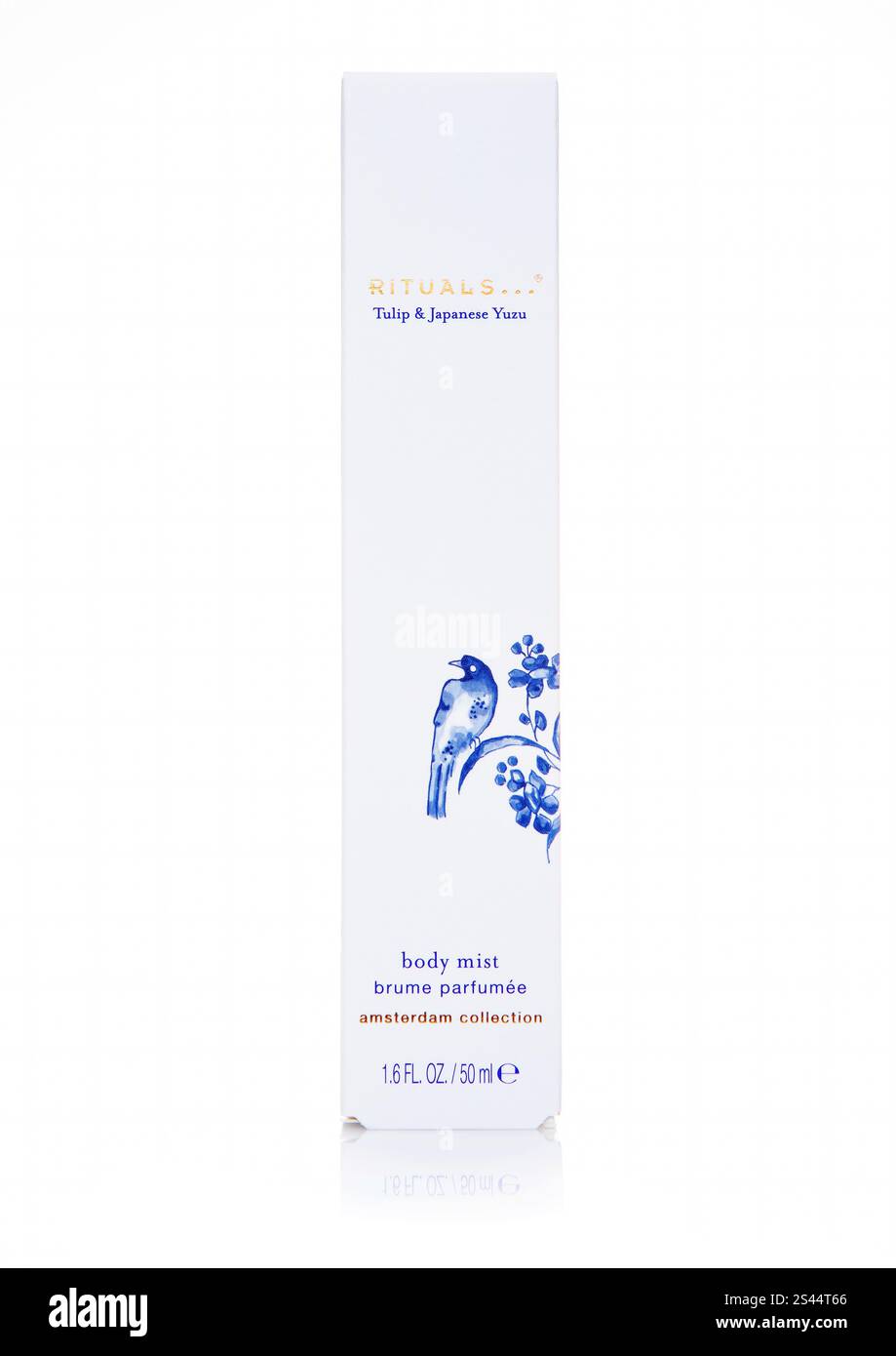 LONDON, UK - JANUARY 09, 2025: Box of Rituals tulip and Japanese Yuzu ...