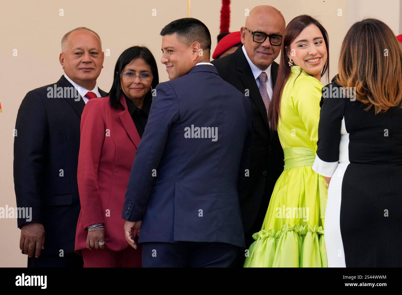 Government officials, from left, Interior Minister Diosdado Cabello ...