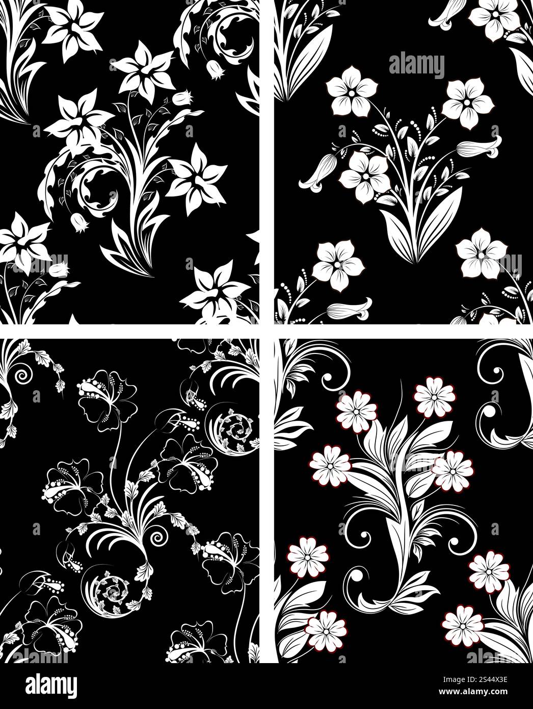 Set of seamless vector floral backgrounds. For easy making seamless ...