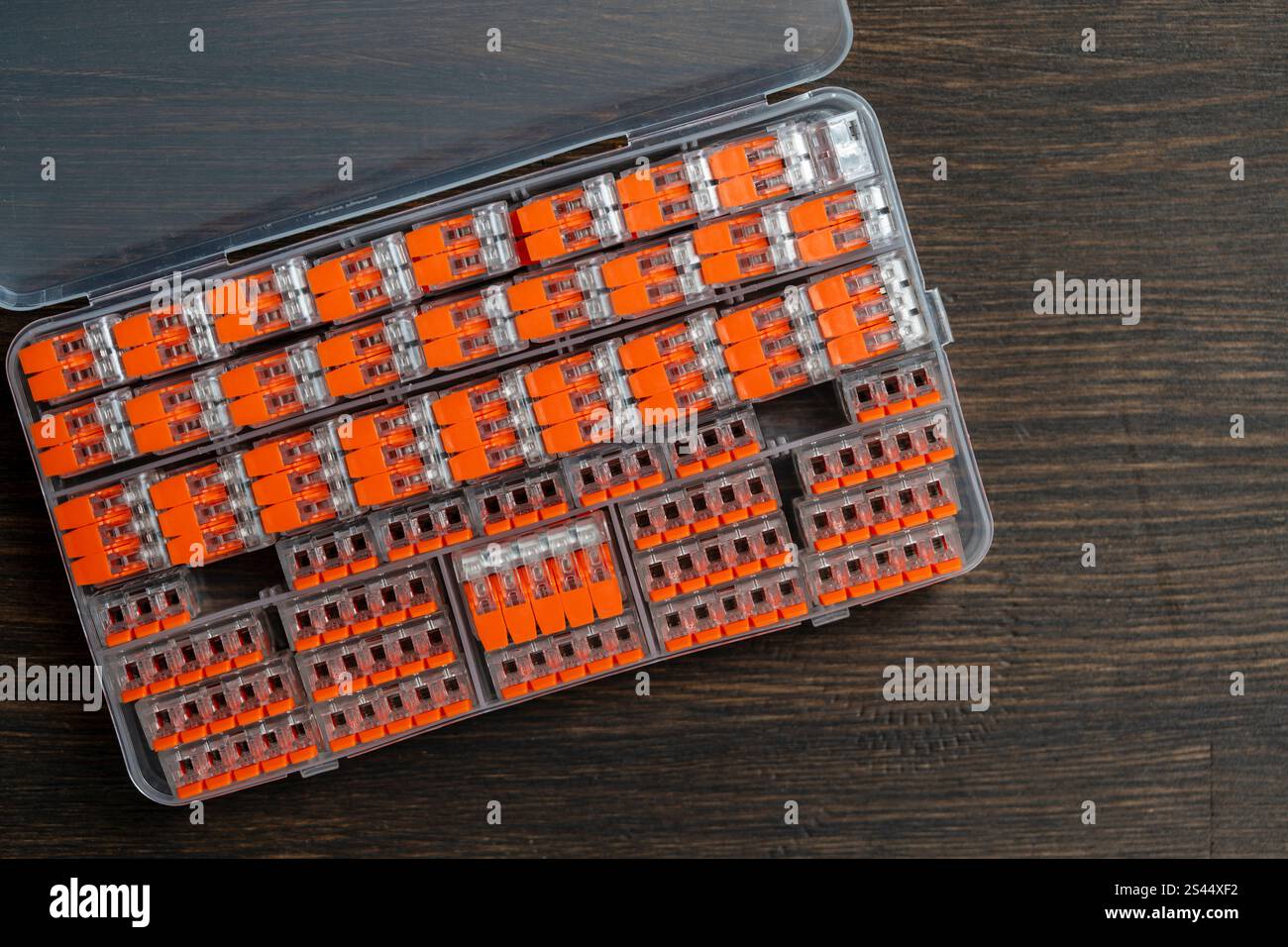 Plastic storage box for different types of electrical wire connectors ...