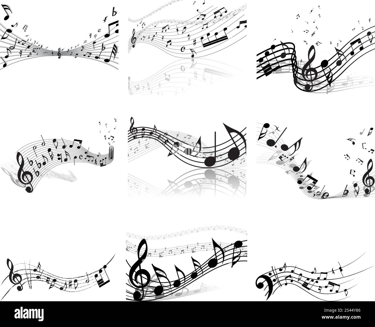 Vector musical notes staff backgrounds set for design use Stock Vector ...