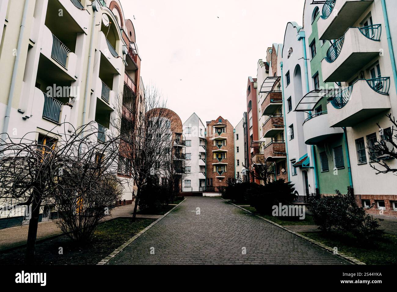 Residential town buildings, city landscape, modern urban downtown ...