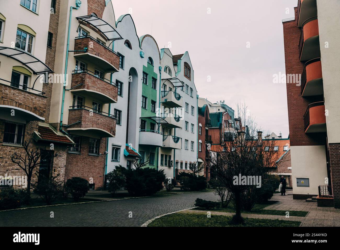 Residential town buildings, city landscape, modern urban downtown ...