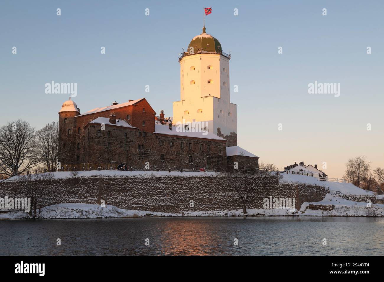 Medieval Vyborg Castle on a sunny November morning. Vyborg, Leningrad ...