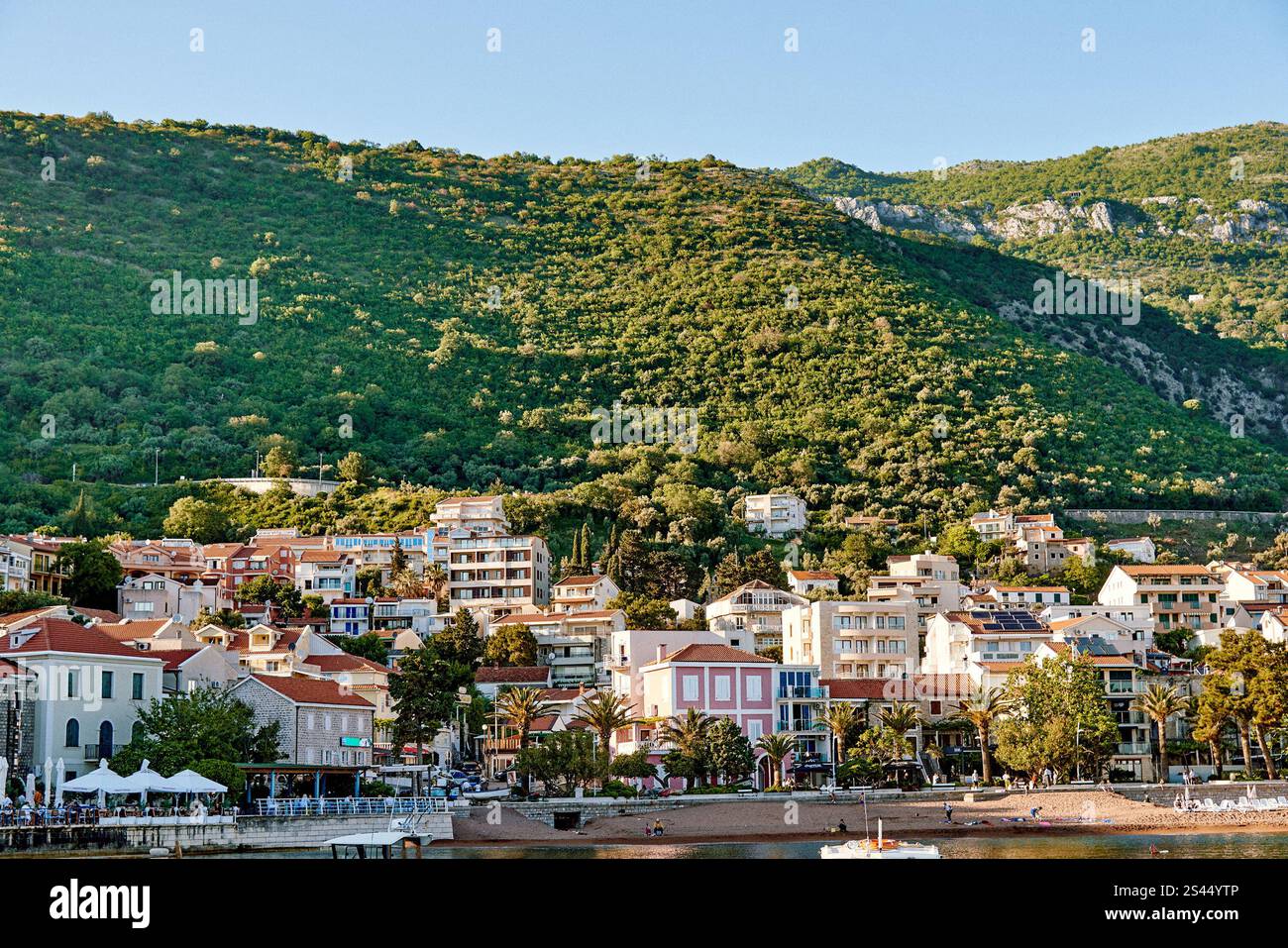 Residential town buildings, city landscape, modern urban downtown ...