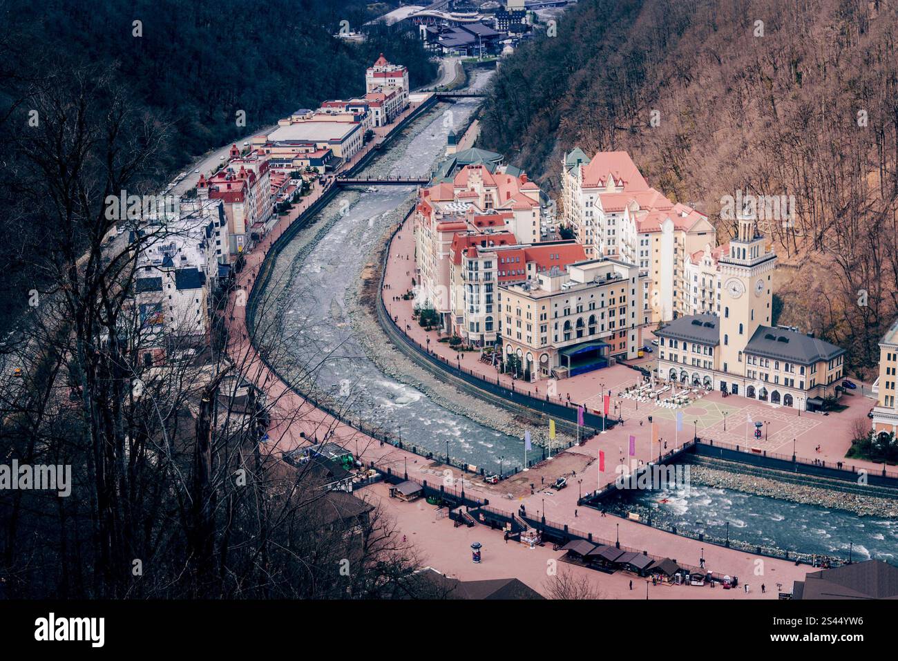 Residential town buildings, city landscape, modern urban downtown ...
