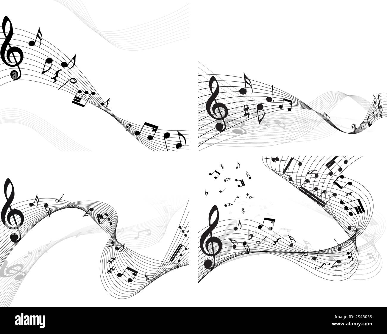 Vector musical notes staff backgrounds set for design use Stock Vector ...