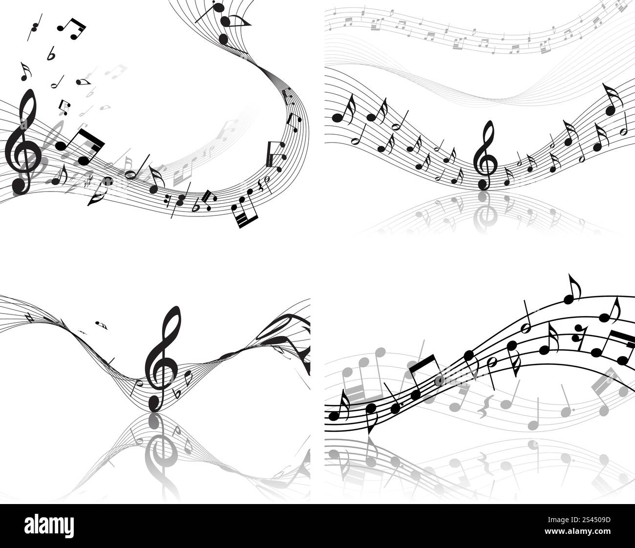 Vector musical notes staff backgrounds set for design use Stock Vector ...