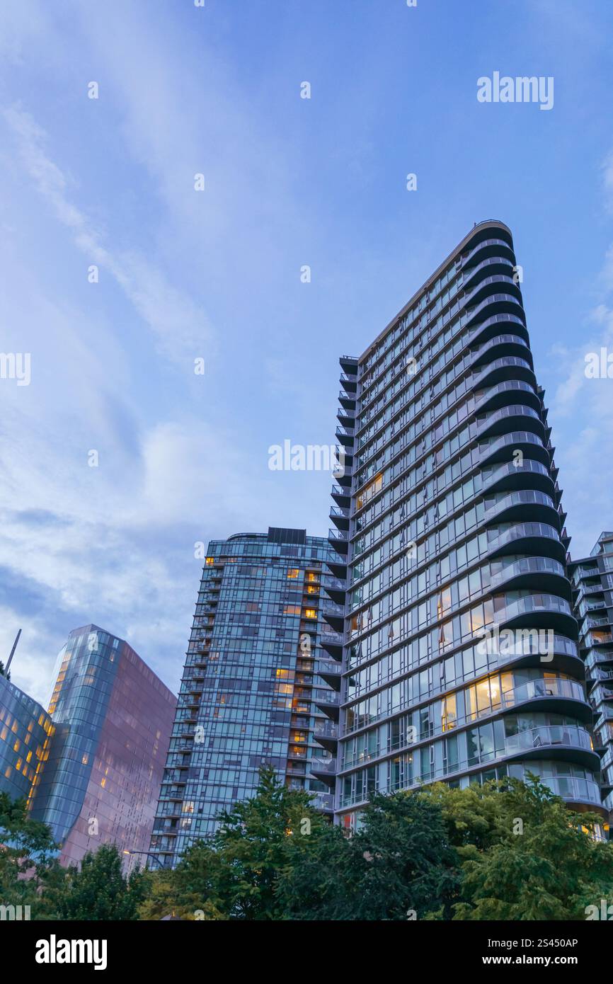Scenic Vancouver financial district skyline in the city downtown. High ...