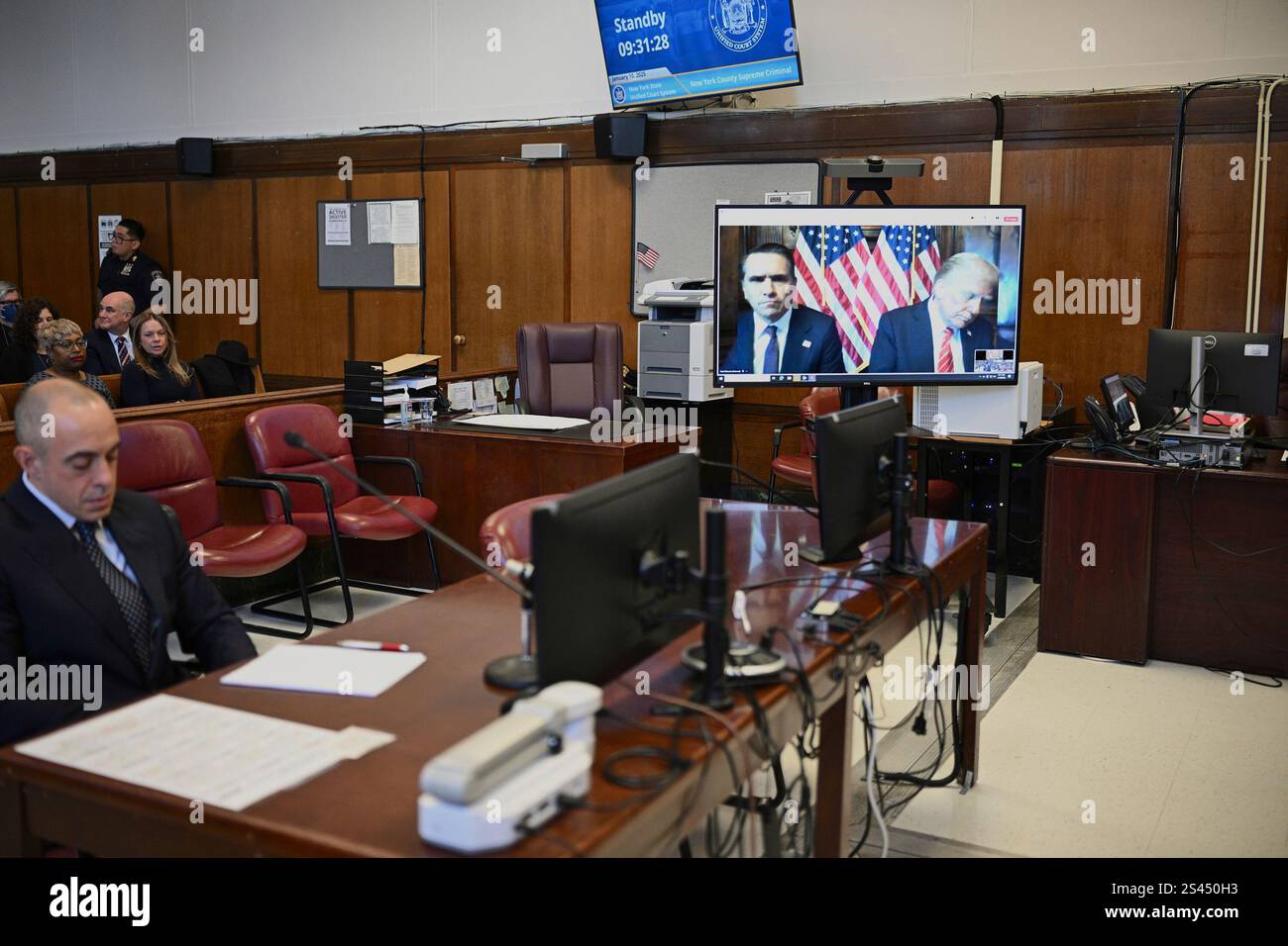 Attorney Emil Bove, left, listens as attorney Todd Blanche and ...