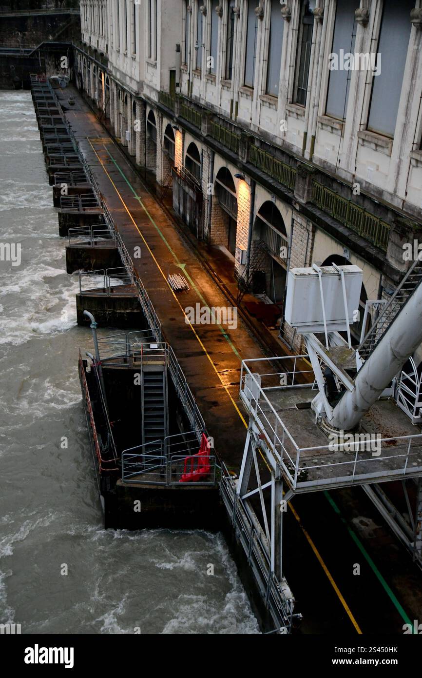 View of Cusset hydroelectric power station in Vaulx en Velin. (Photo by ...