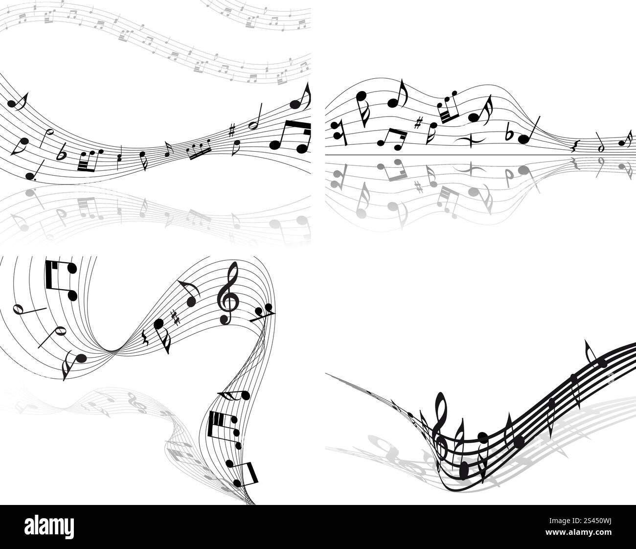 Vector musical notes staff backgrounds set for design use Stock Vector ...
