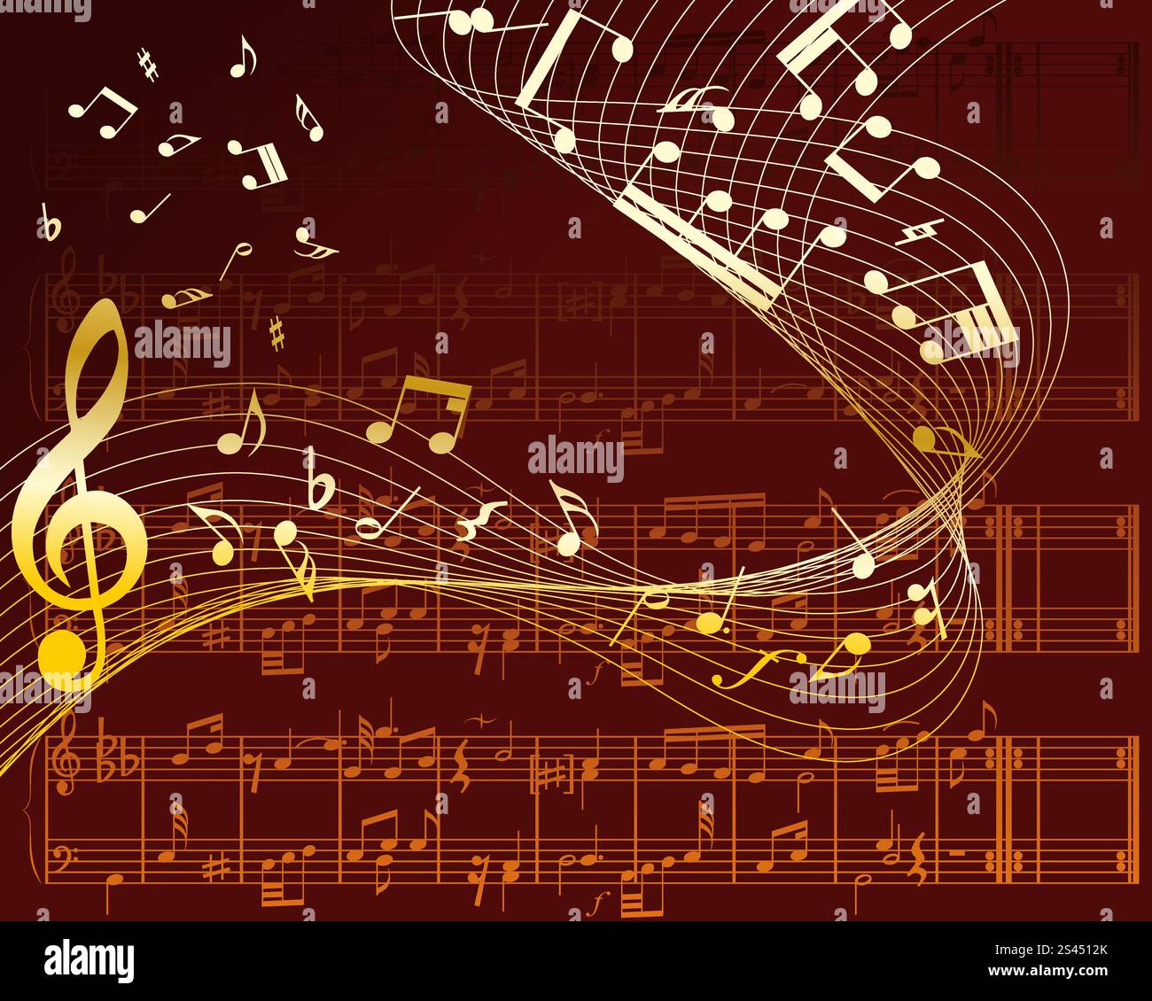 Vector musical notes staff background for design use Stock Vector Image ...