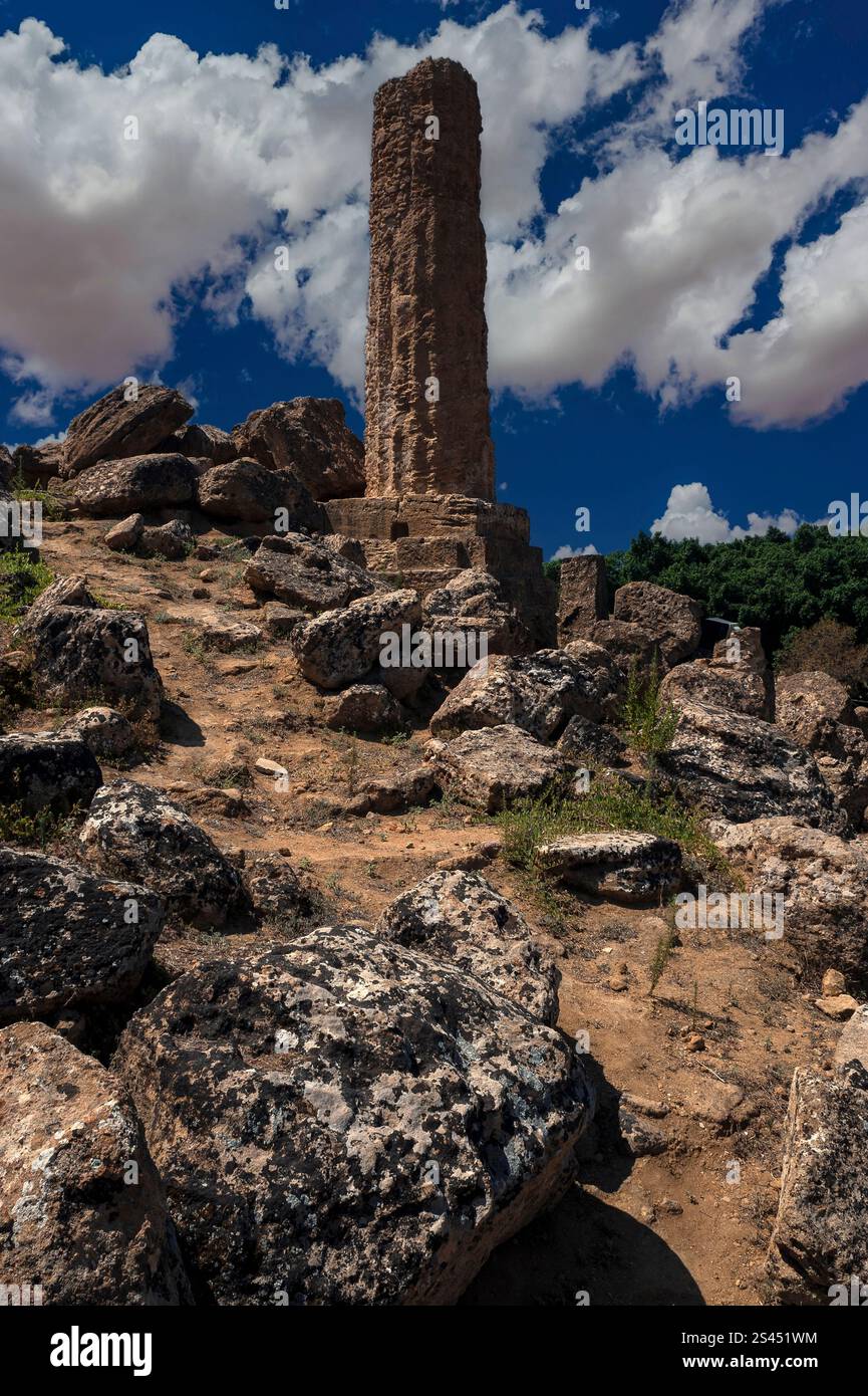 Fluted column still standing amidst fallen masonry in the Valley of the ...