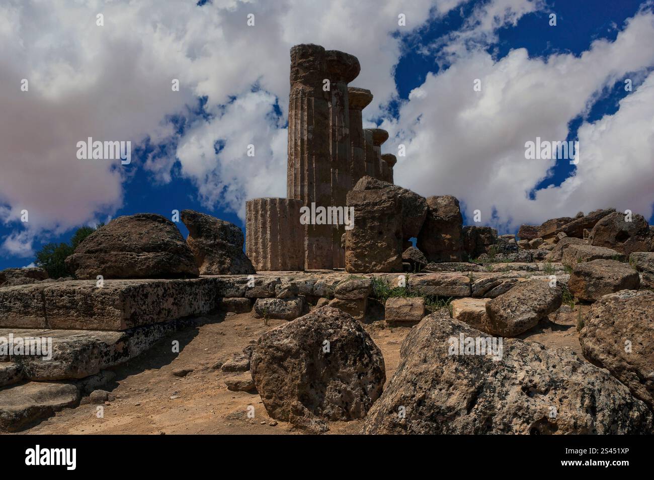 Fluted columns and fallen masonry in the Valley of the Temples (La ...