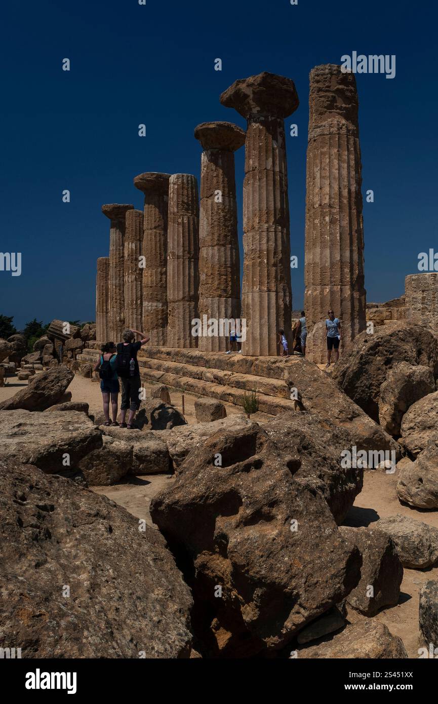 Reconstructed Doric colonnade of Temple of Heracles in the Valley of ...