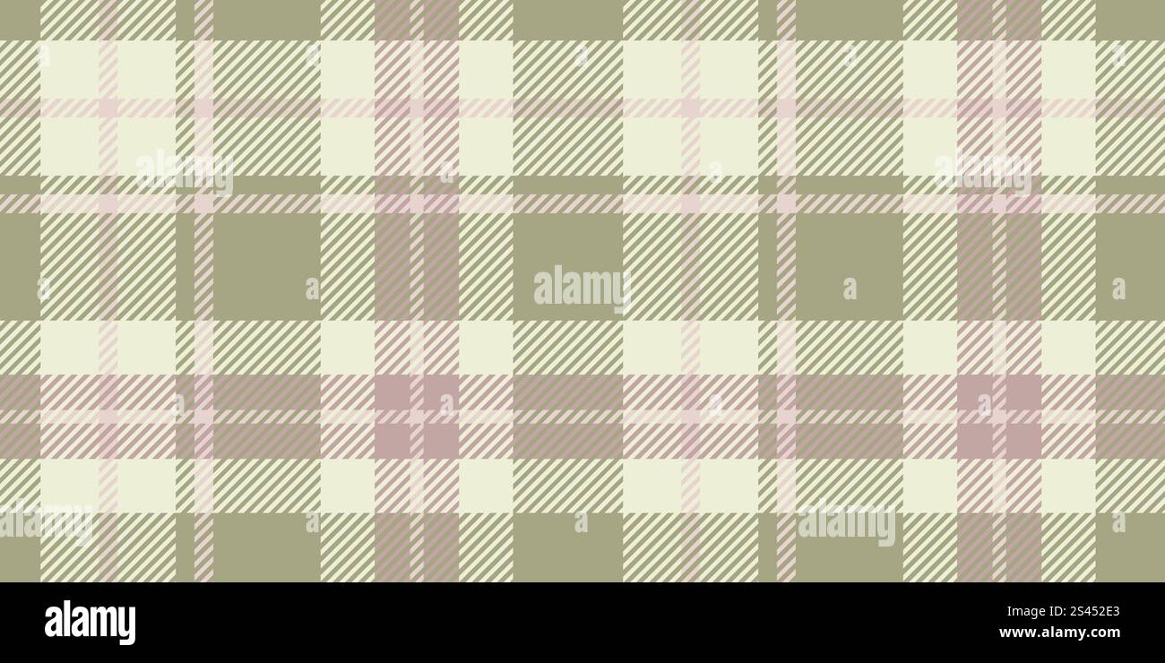 A seamless plaid pattern in muted beige, light pink, and olive green ...