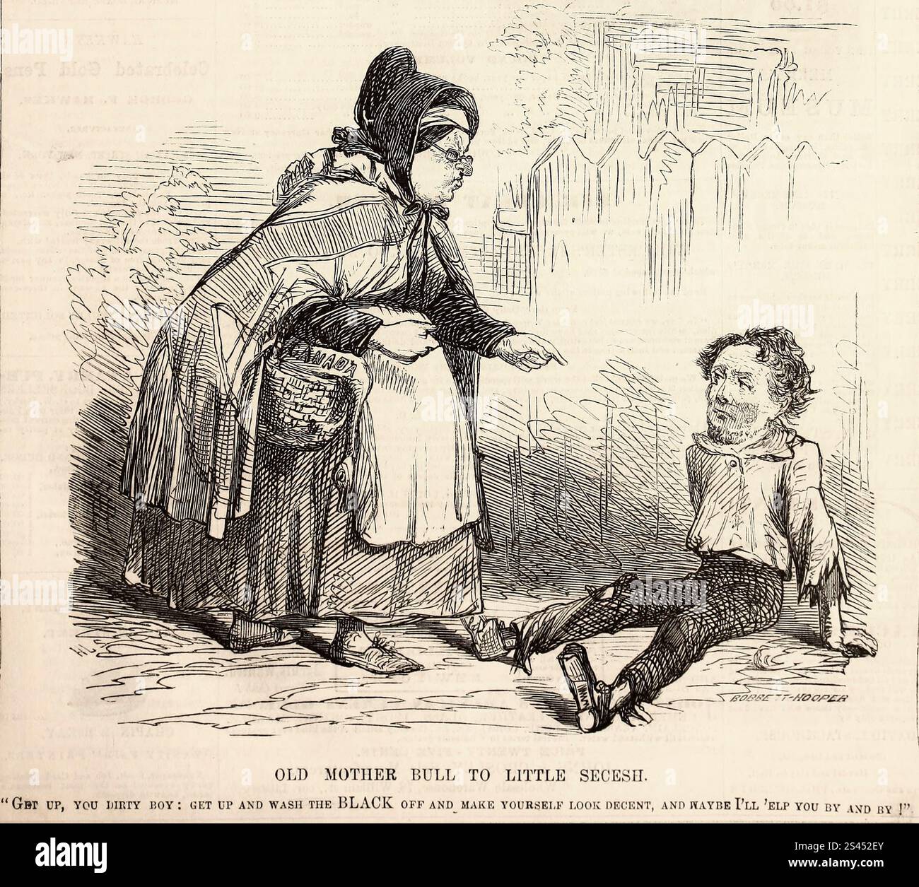Old mother bull to little secesh political cartoon hi-res stock ...