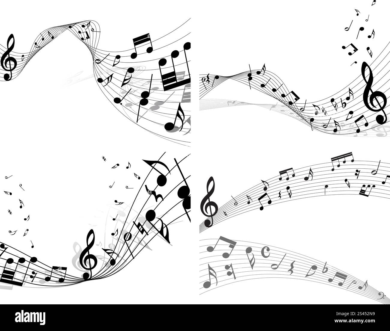 Vector musical notes staff backgrounds set for design use Stock Vector ...