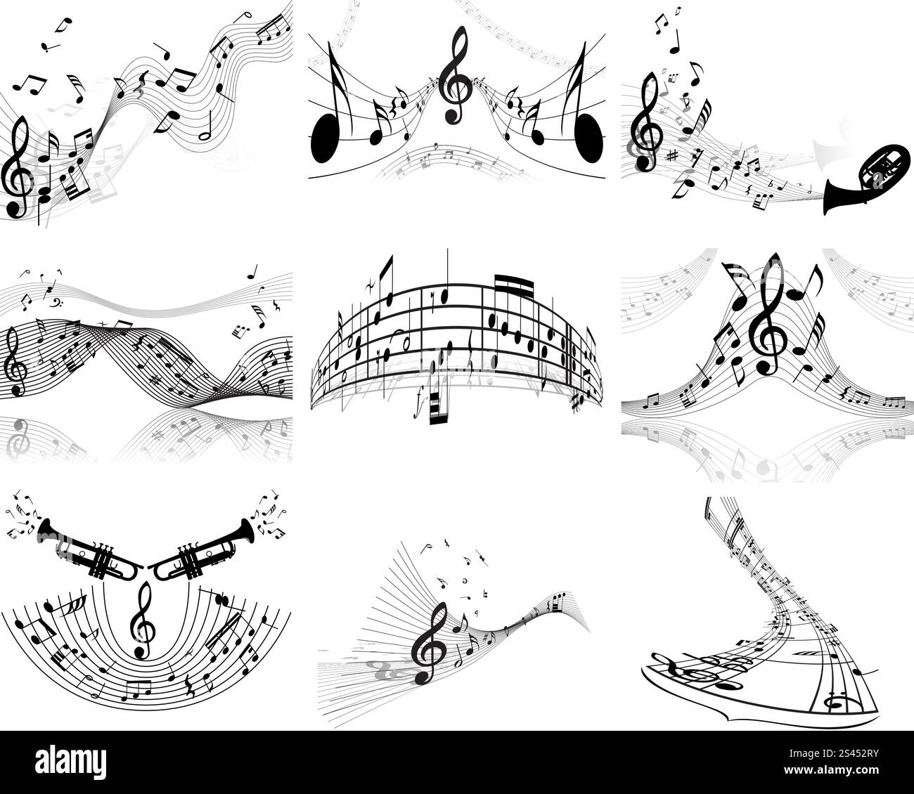 Vector musical notes staff backgrounds set for design use Stock Vector ...