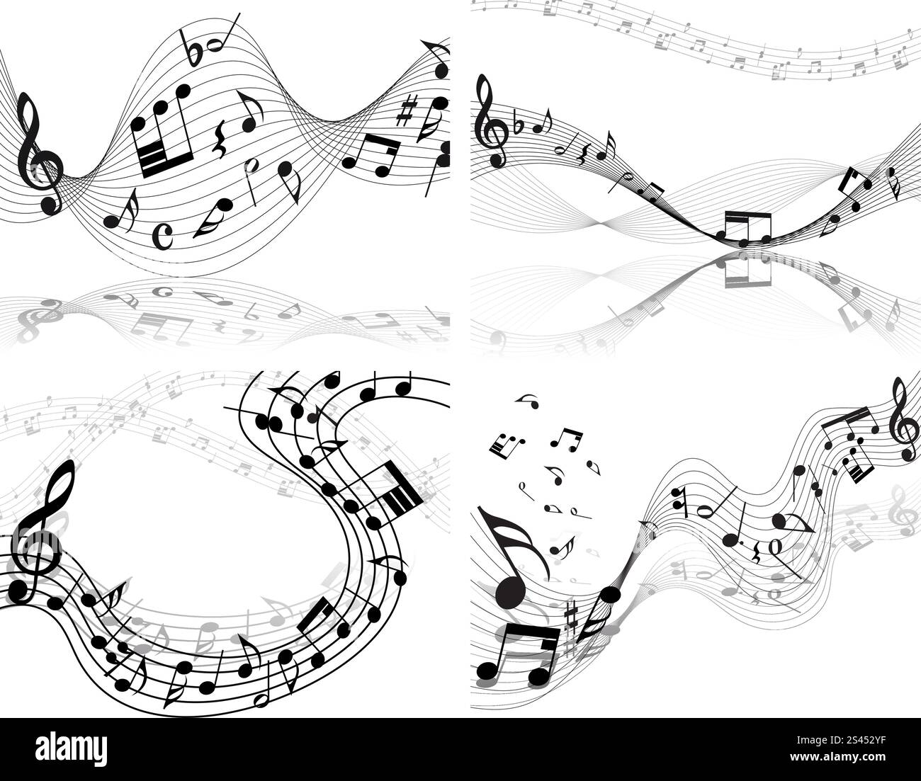 Vector musical notes staff backgrounds set for design use Stock Vector ...