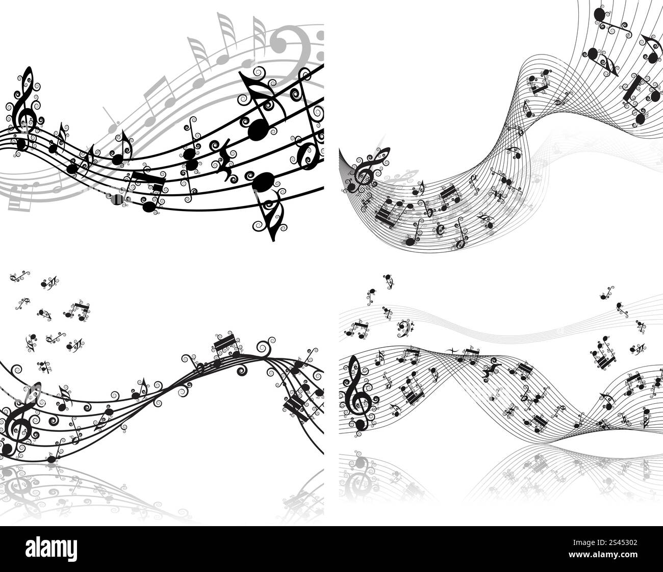 Vector musical notes staff backgrounds set for design use Stock Vector ...