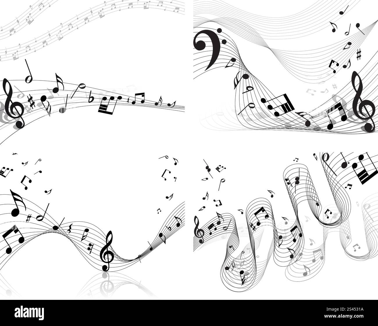Vector musical notes staff backgrounds set for design use Stock Vector ...