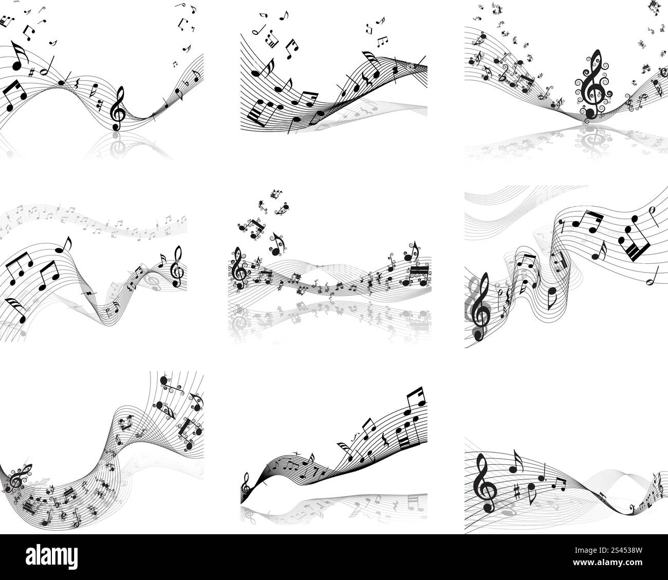 Vector musical notes staff backgrounds set for design use Stock Vector ...