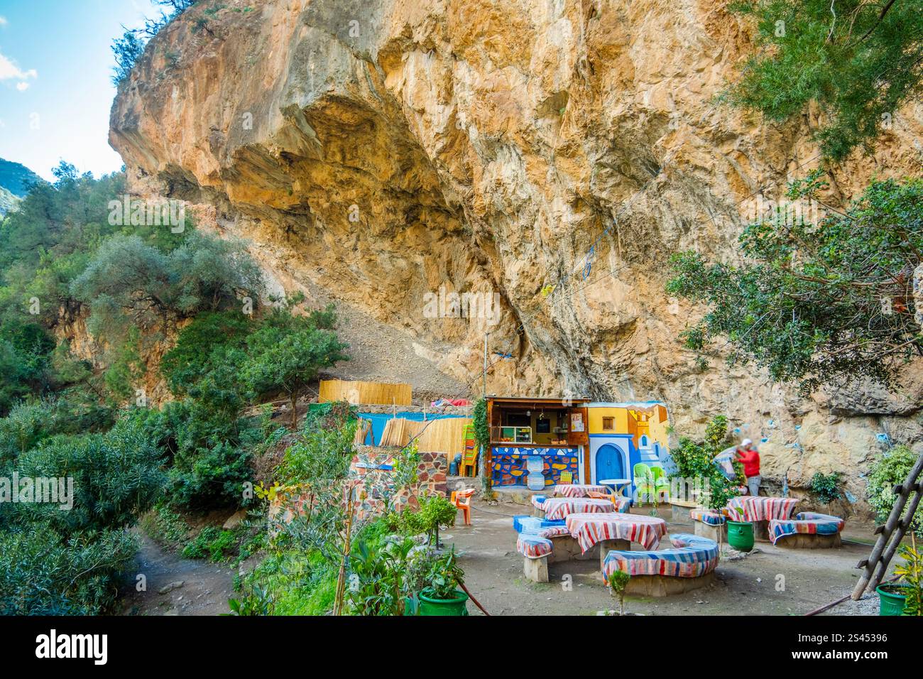 Chairs in Beautiful Akchour Waterfalls in Chefchaouen, Morocco Stock ...