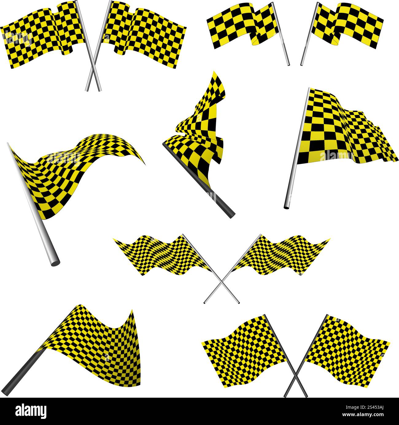 Yellow and black checked racing flags set. Vector illustration Stock Vector Image & Art - Alamy