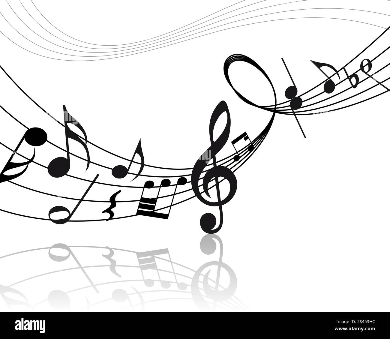 Vector musical notes staff background for design use Stock Vector Image ...