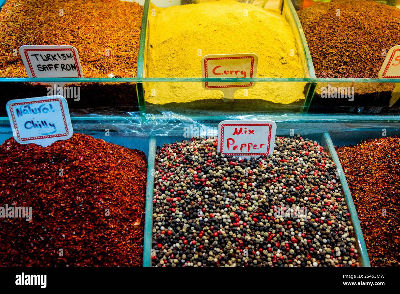 Eastern Market sells traditional food and spices, goods are in boxes in ...
