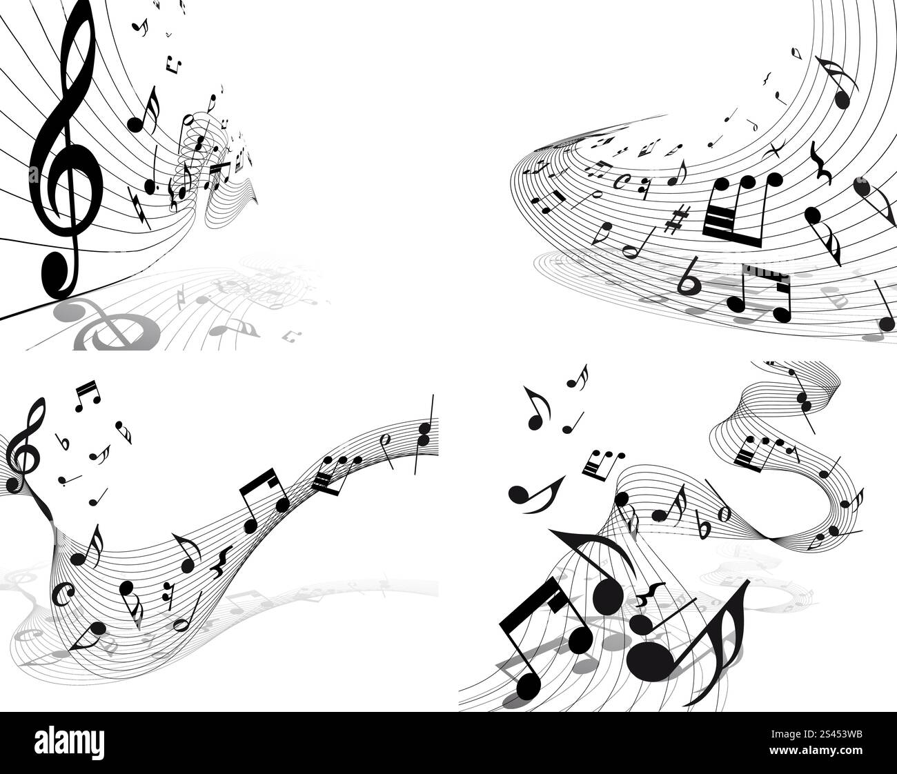 Vector musical notes staff backgrounds set for design use Stock Vector ...