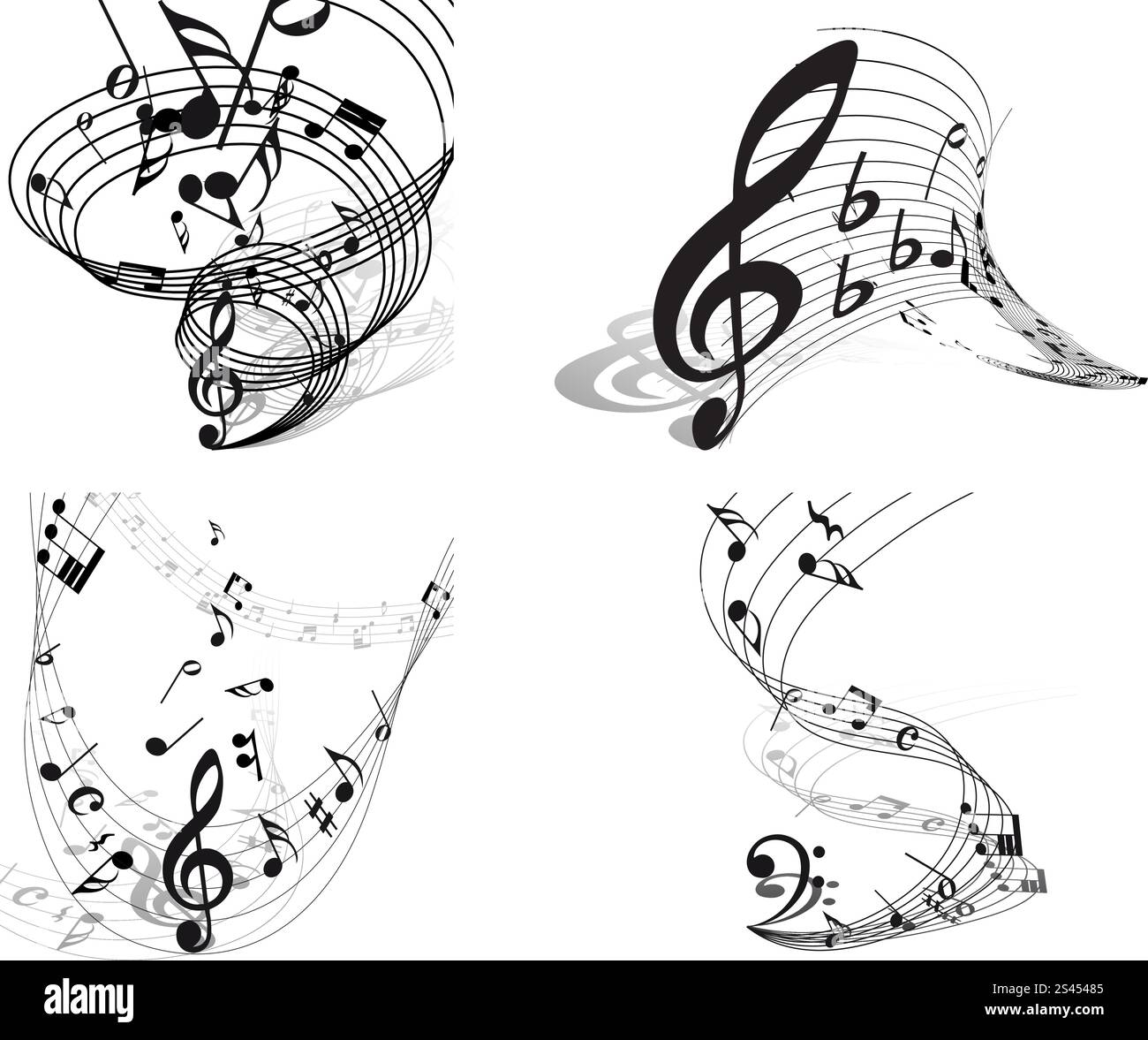 Vector musical notes staff backgrounds set for design use Stock Vector ...