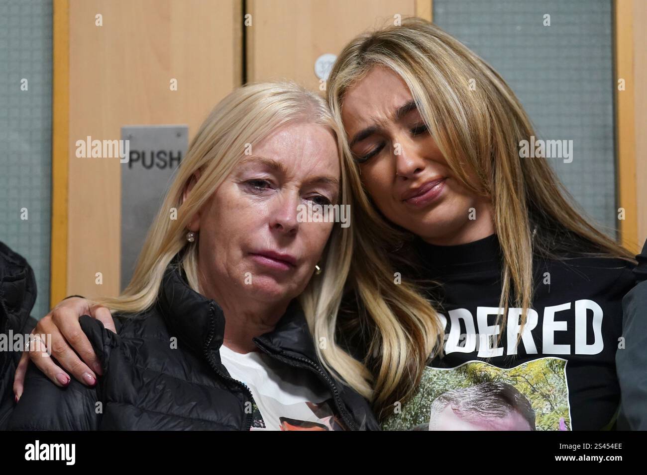 John George's mother Sharon, and sister Caitlin, return to Belfast airport after they were ...