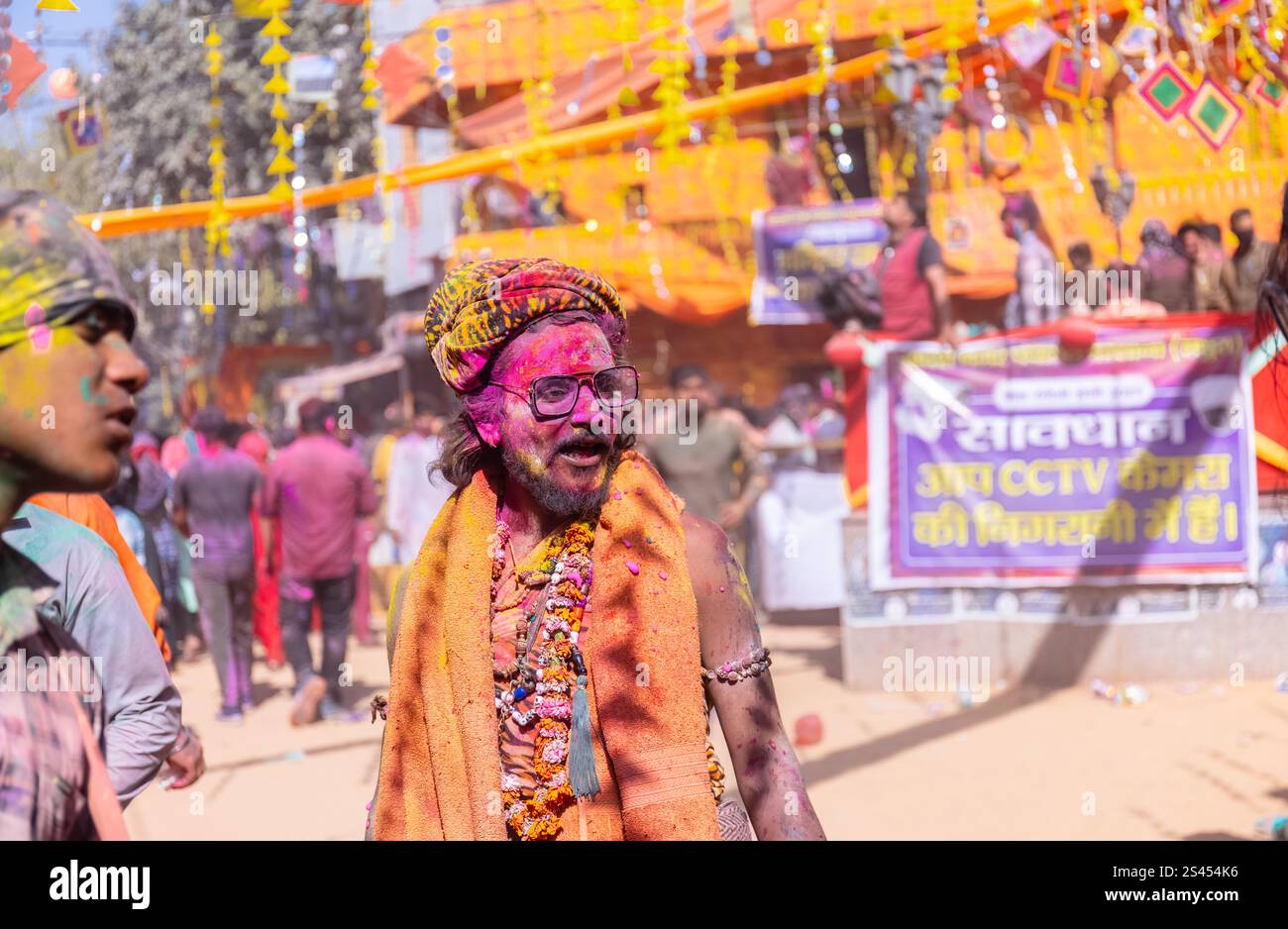 Group of hindu male from nandgaon in traditional clothes and colorful ...