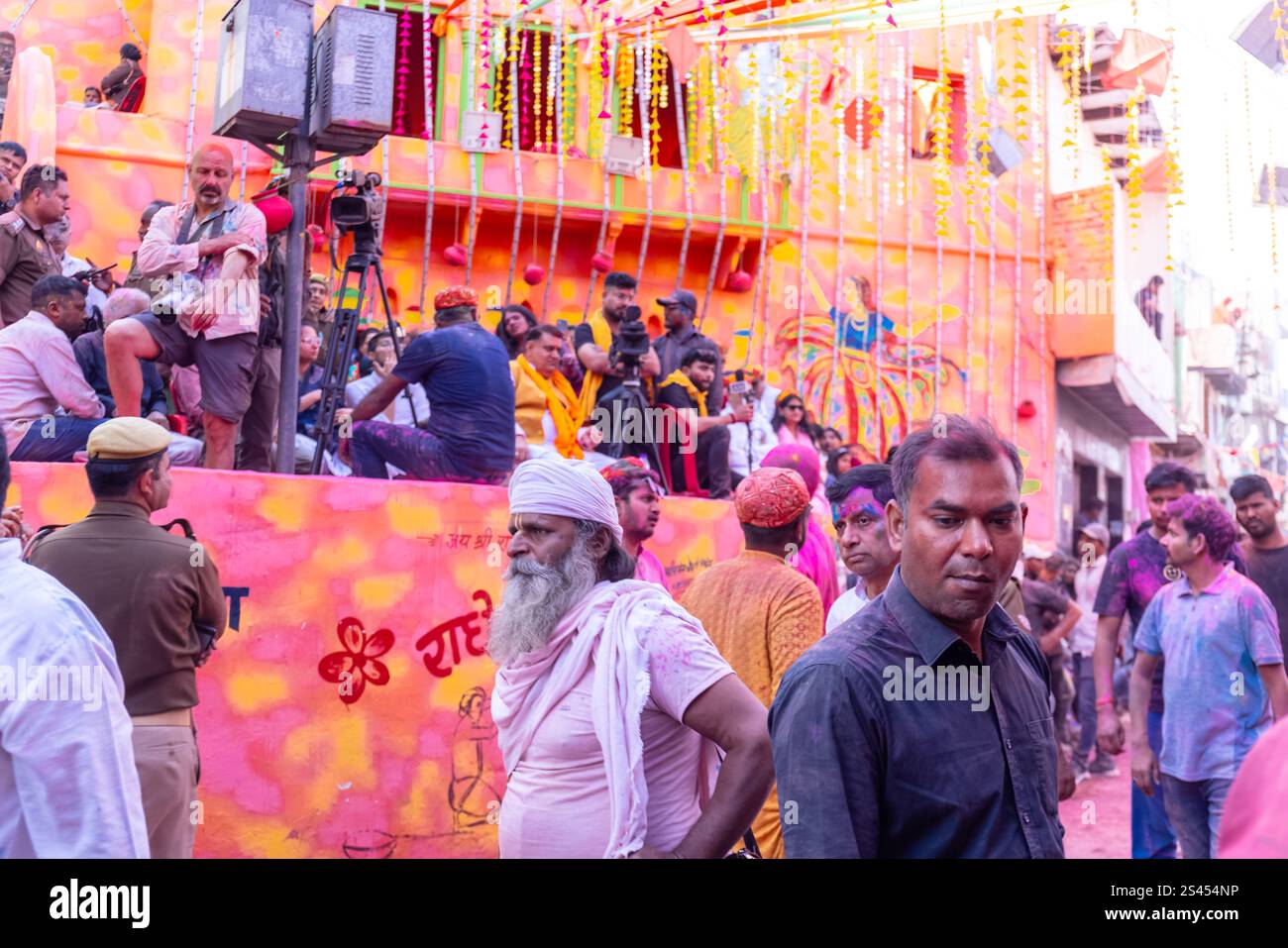 Group of hindu male from nandgaon in traditional clothes and colorful ...
