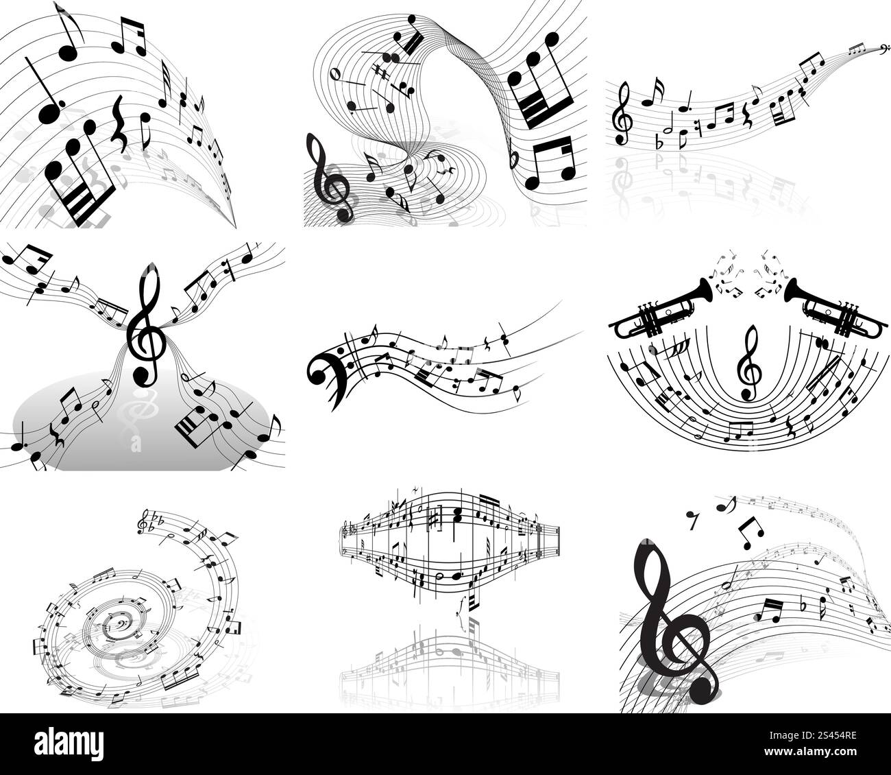 Vector musical notes staff backgrounds set for design use Stock Vector ...