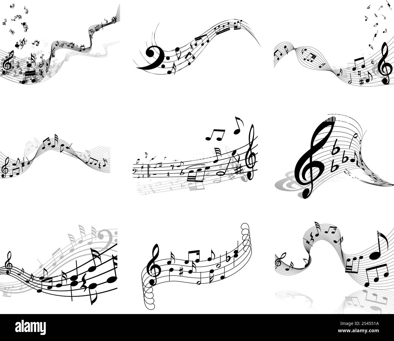Vector musical notes staff backgrounds set for design use Stock Vector ...