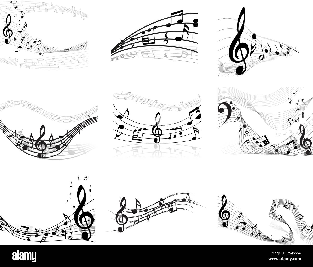 Vector musical notes staff backgrounds set for design use Stock Vector ...