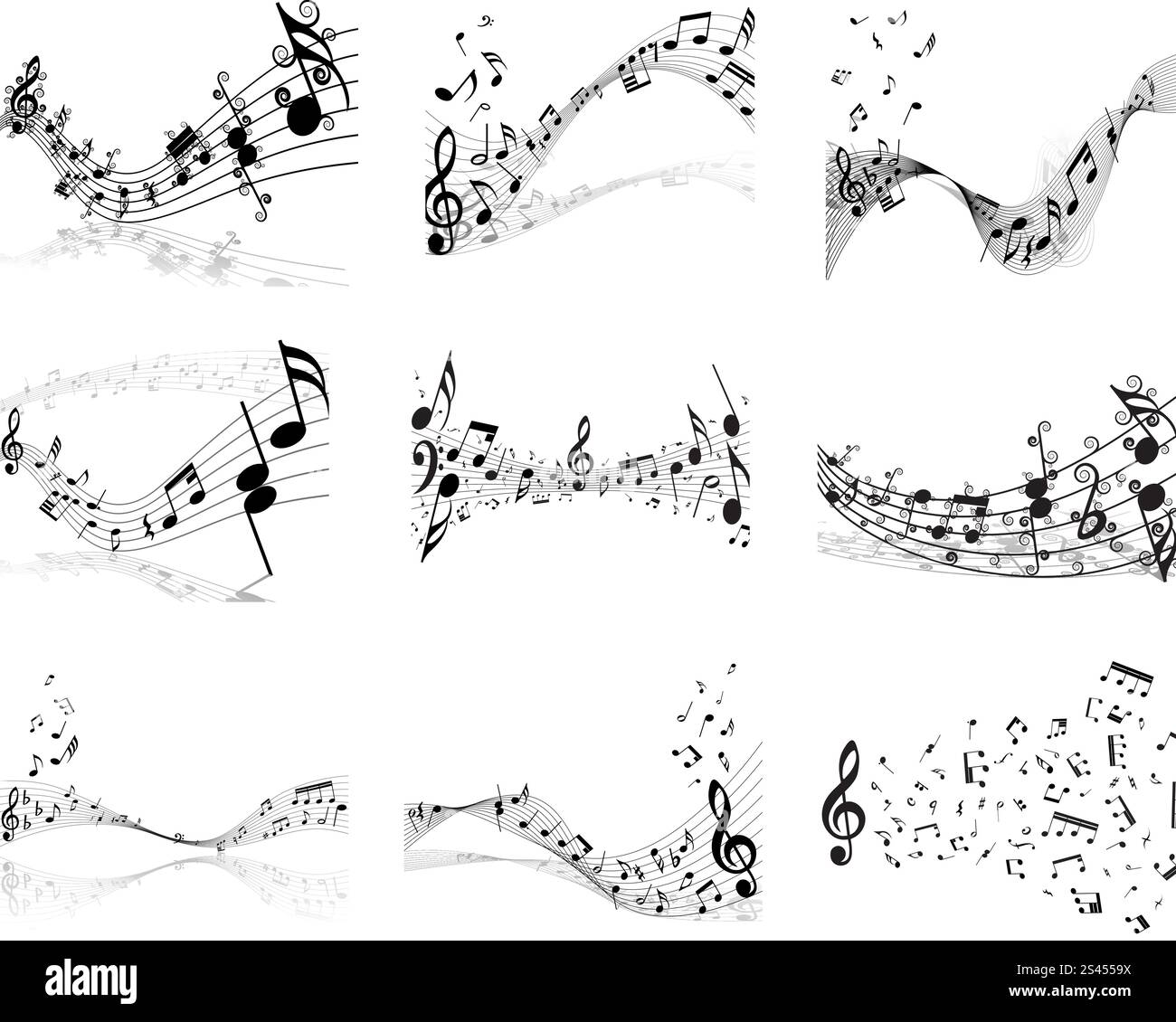 Vector musical notes staff backgrounds set for design use Stock Vector ...