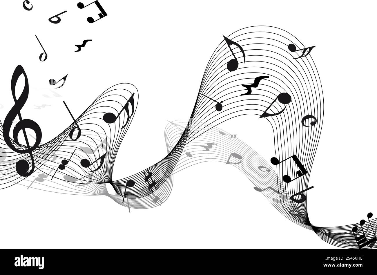 Vector musical notes staff background for design use Stock Vector Image ...