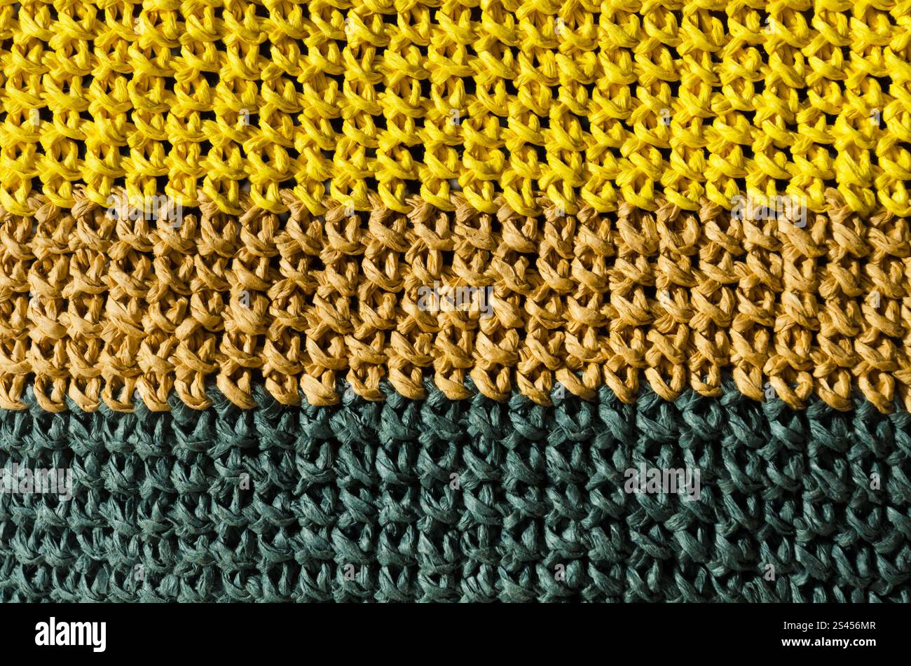 Raffia knitting texture close-up. Crochet from ECO material. Handmade ...