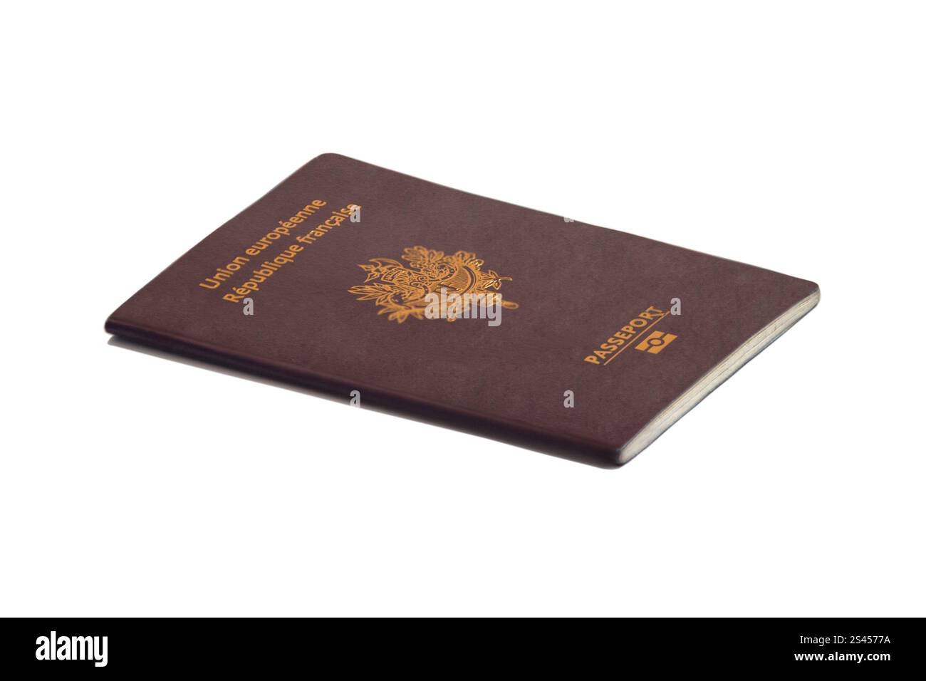 Close-up on a French passport isolated on white background Stock Photo ...