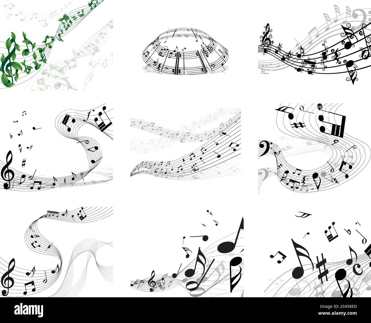 Vector musical notes staff backgrounds set for design use Stock Vector ...