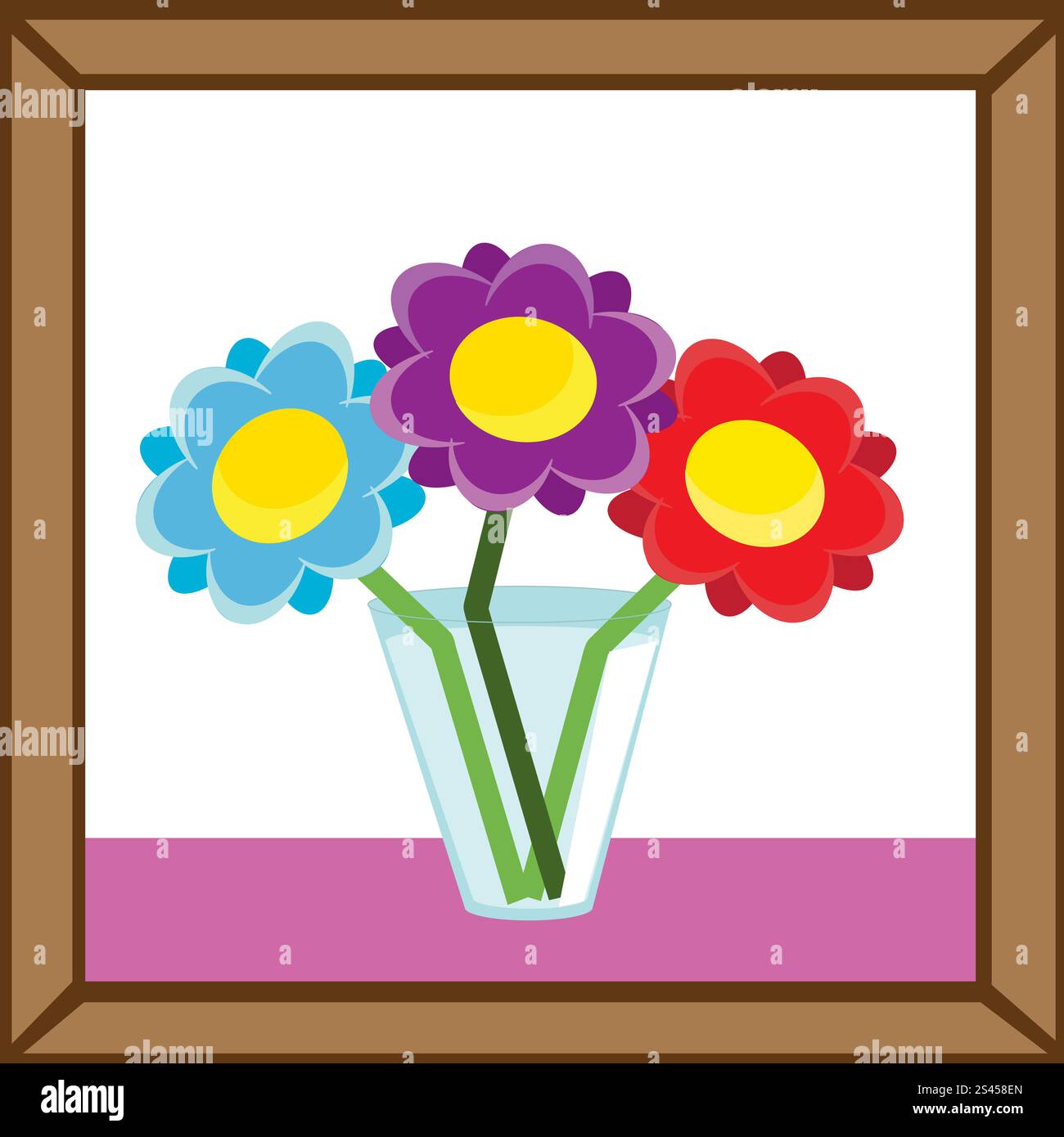 Abstract picture frame with vase and flowers. Vector illustrations ...