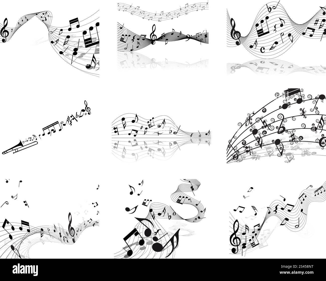 Vector musical notes staff backgrounds set for design use Stock Vector ...
